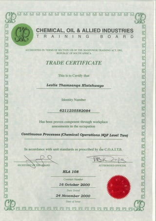 Chemical Operations NQF Level Two | PDF