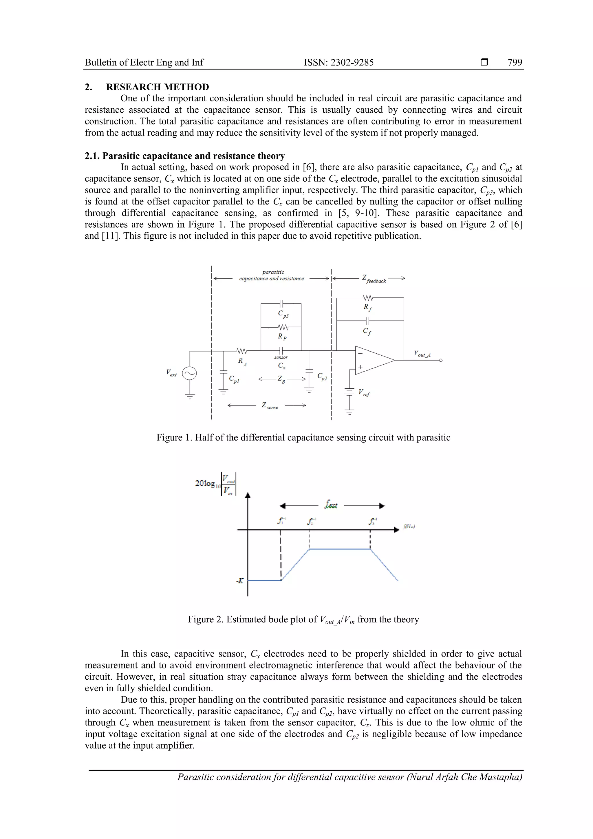 Parasitic consideration for differential capacitive sensor | PDF