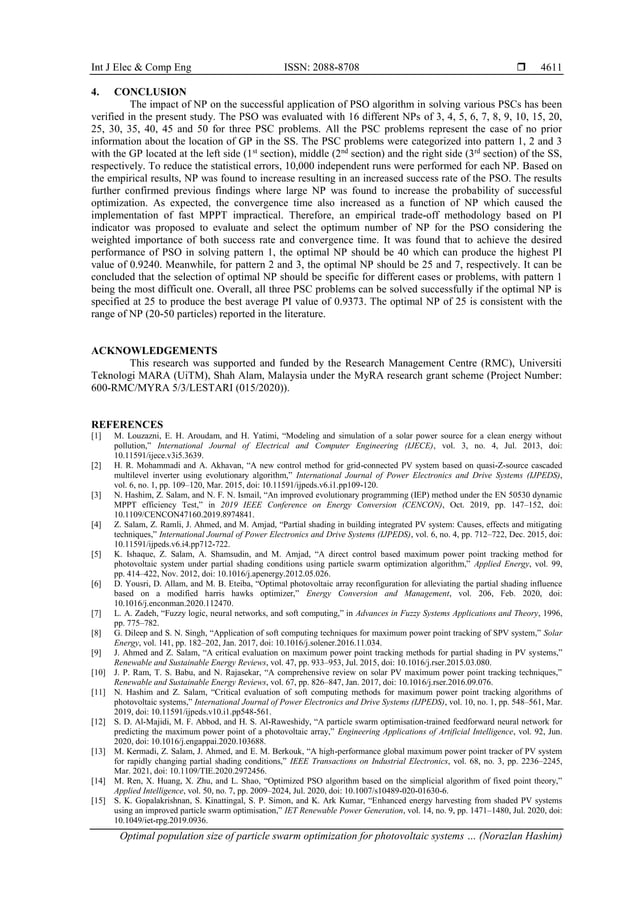 Optimal Population Size Of Particle Swarm Optimization For Photovoltaic Systems Under Partial