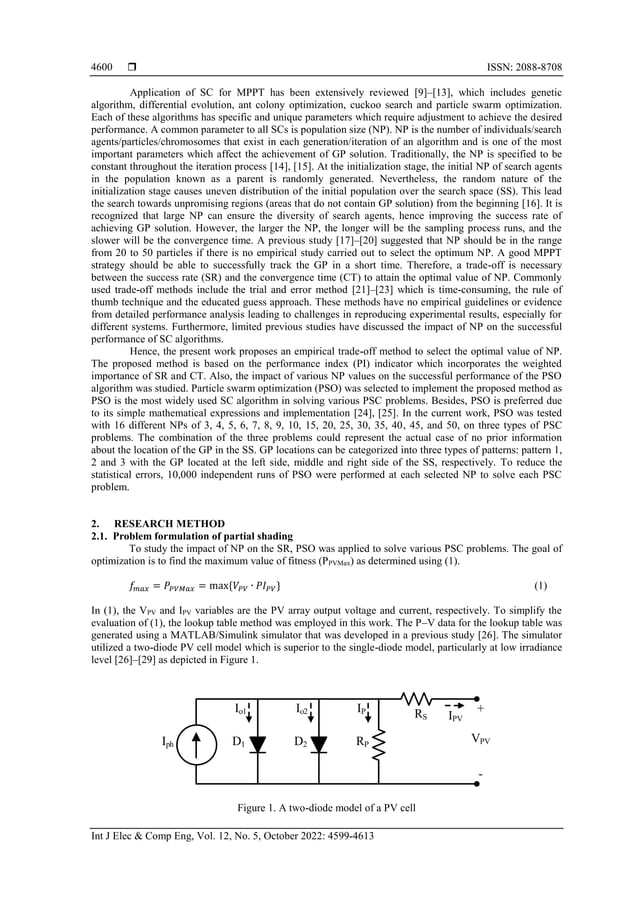 Optimal population size of particle swarm optimization for photovoltaic systems under partial ...