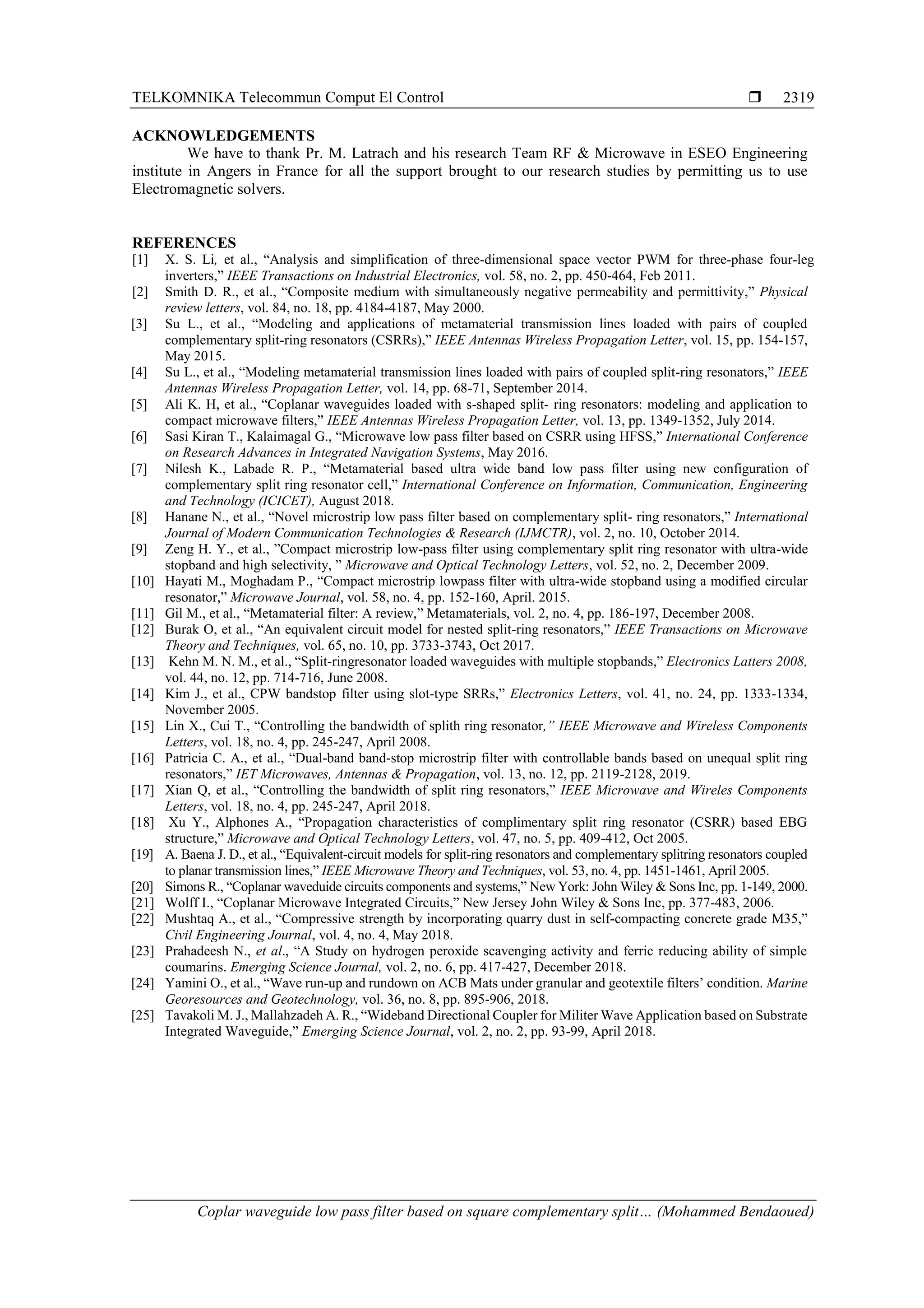 Coplanar Waveguide Low Pass Filter Based On Square Complementary Split Ring Resonator With Wide