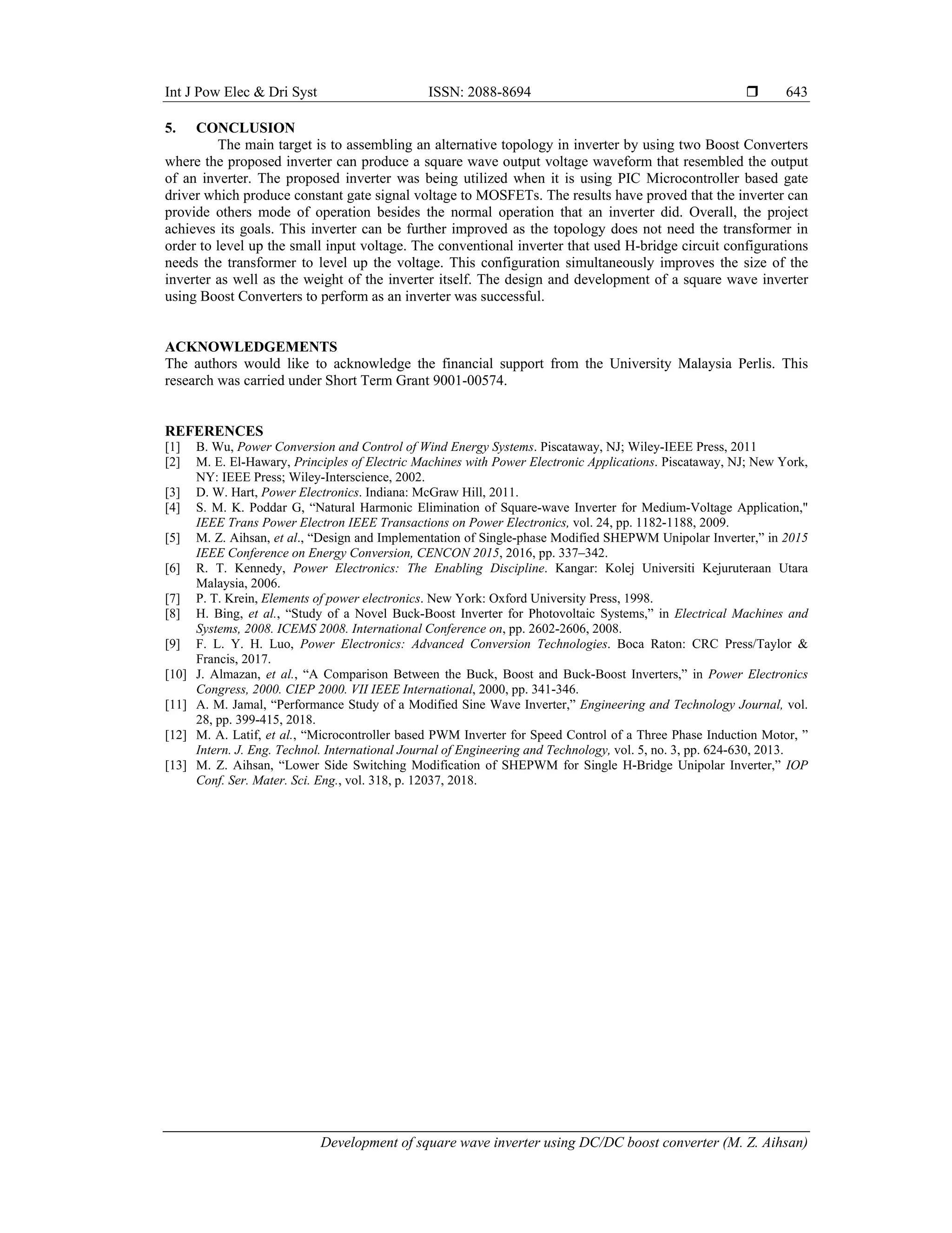 Development of square wave inverter using DC/DC boost converter | PDF