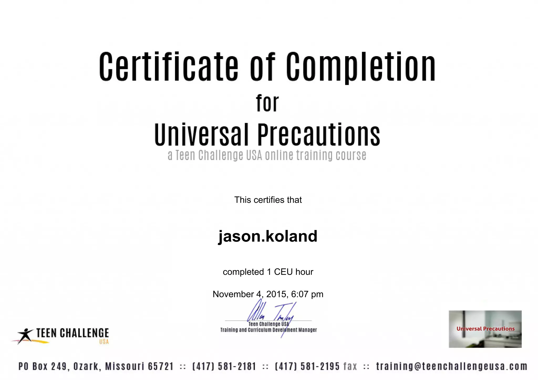 Universal Precautions certificate | PDF