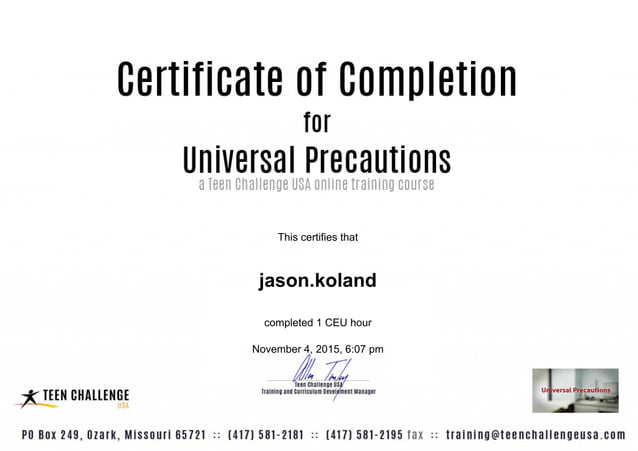 Universal Precautions certificate | PDF