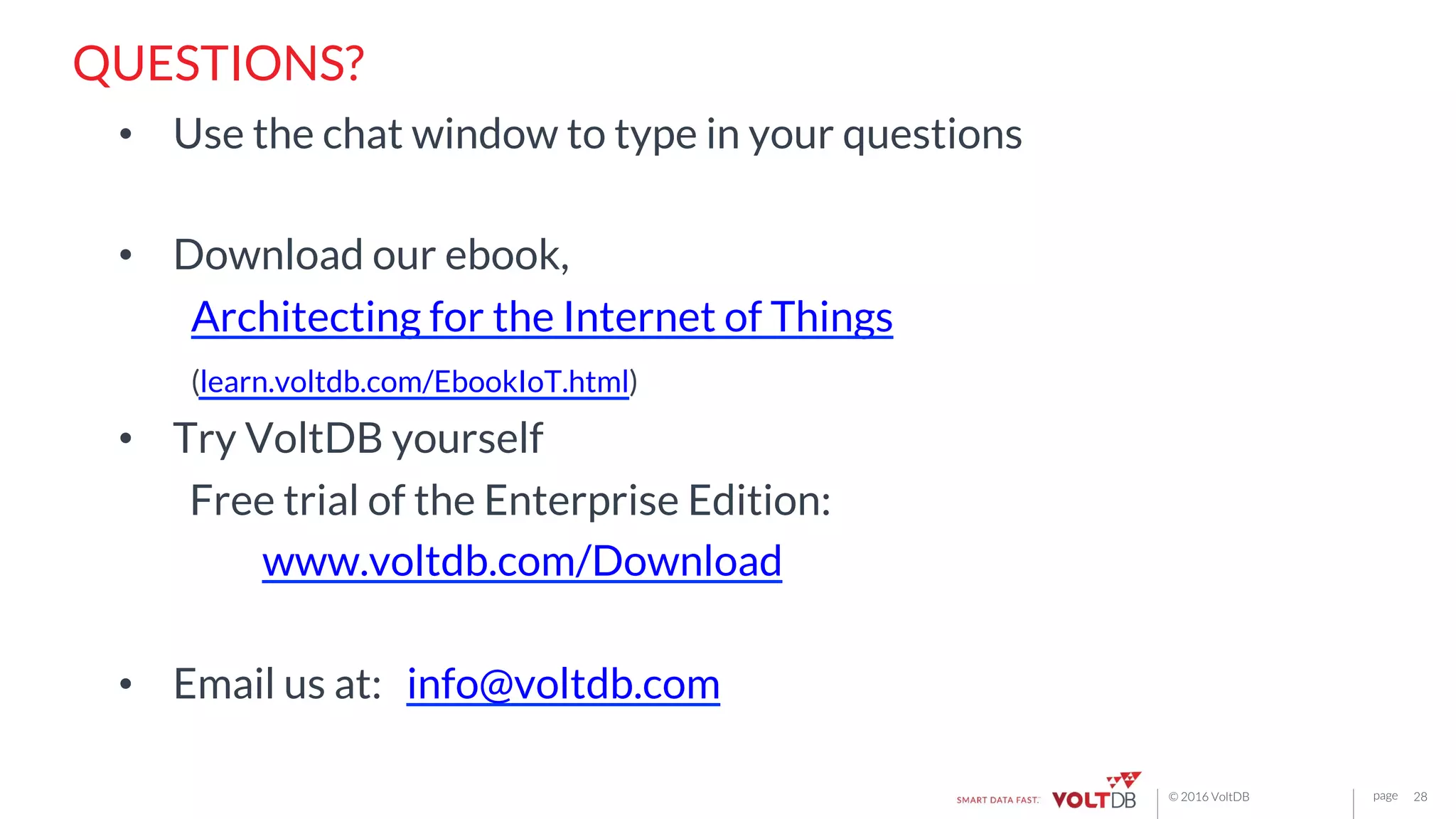 VoltDB and HPE Vertica Present: Building an IoT Architecture for Fast + Big Data | PDF