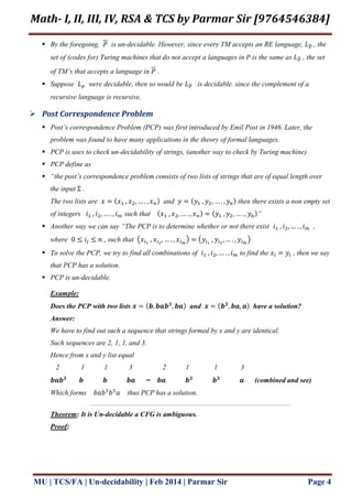 Theory of Computer Science - Post Correspondence Problem | PDF