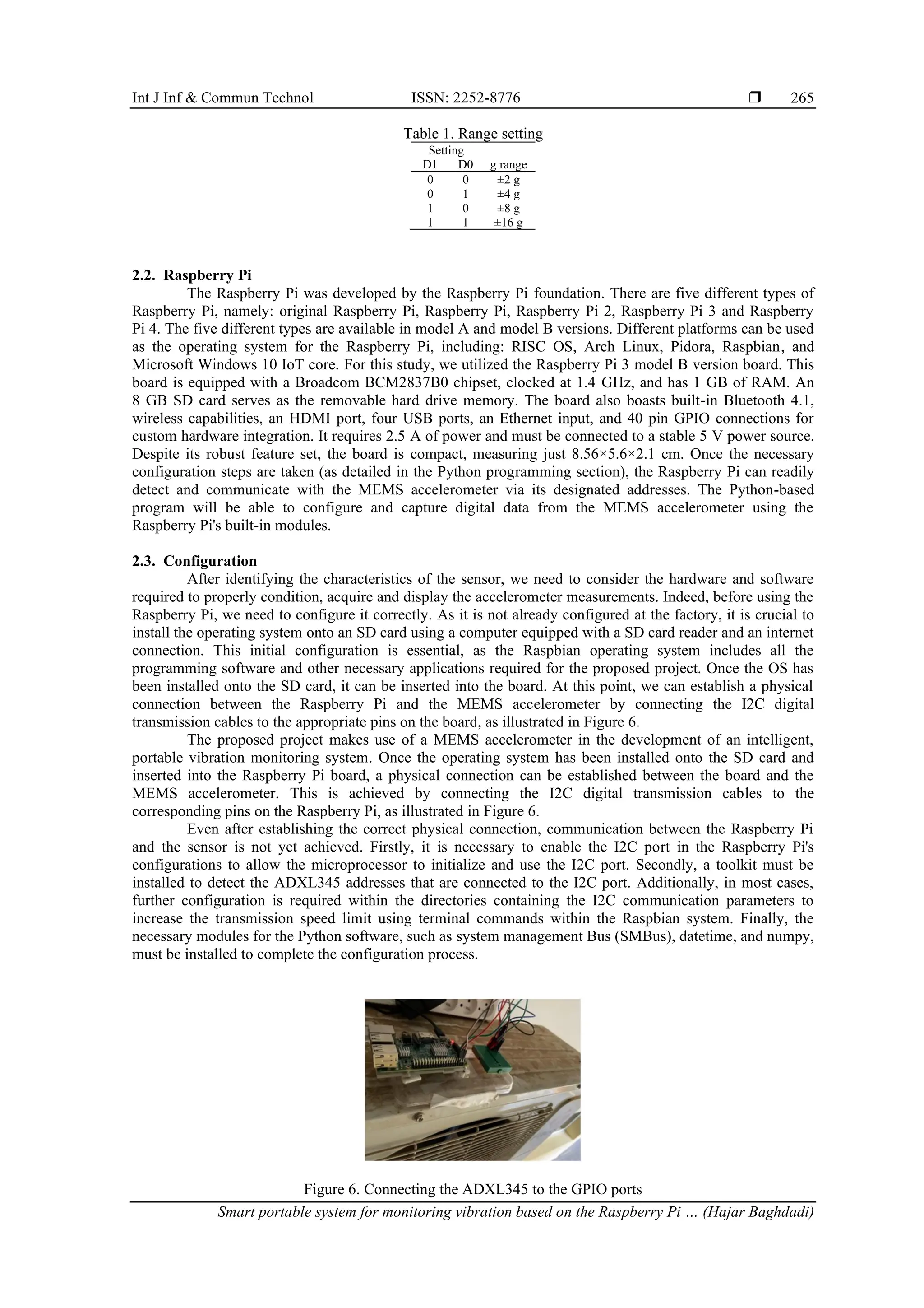 Smart portable system for monitoring vibration based on the Raspberry Pi microcomputer and the ...