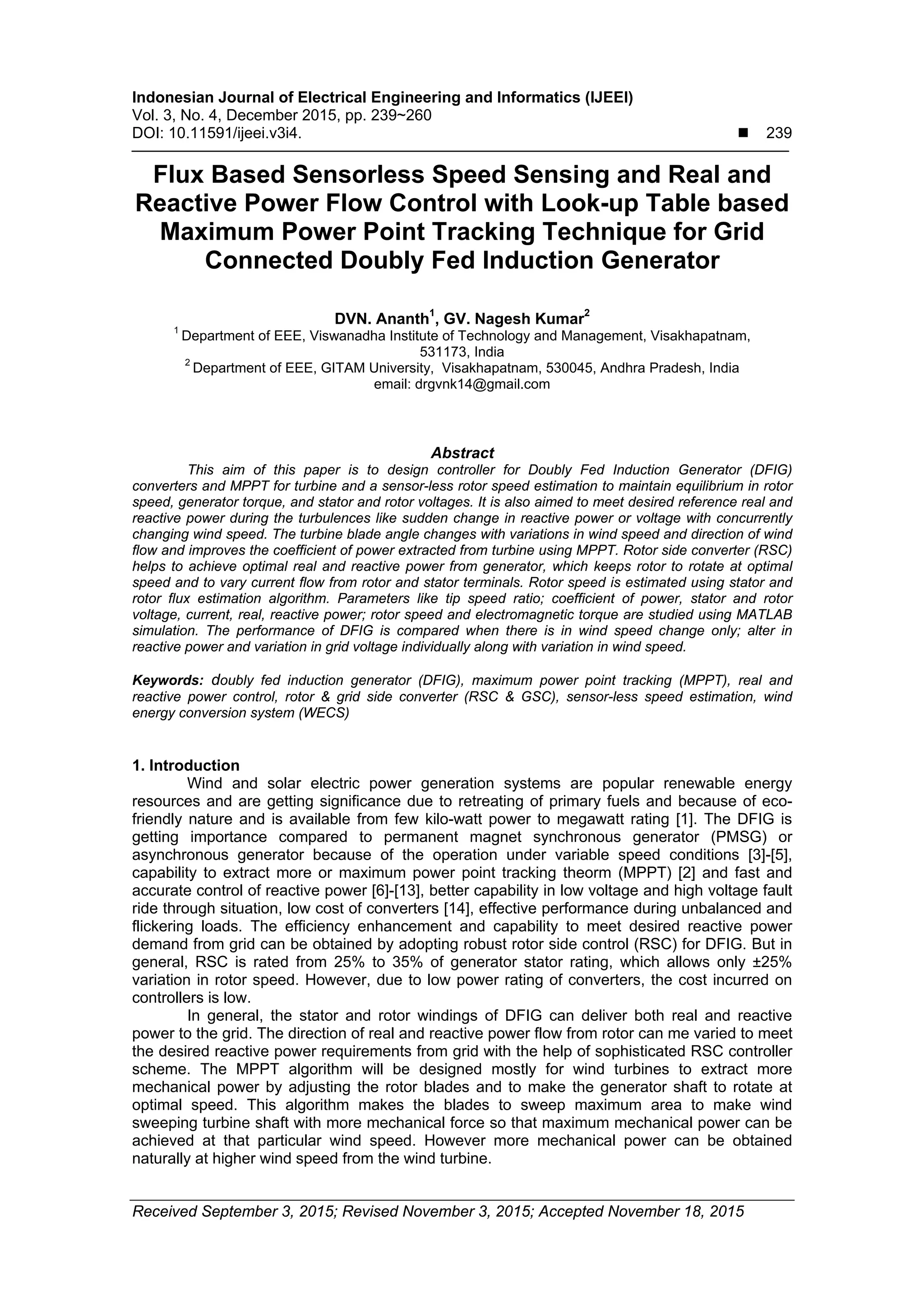 Flux Based Sensorless Speed Sensing and Real and Reactive Power Flow Control with Look-up Table ...