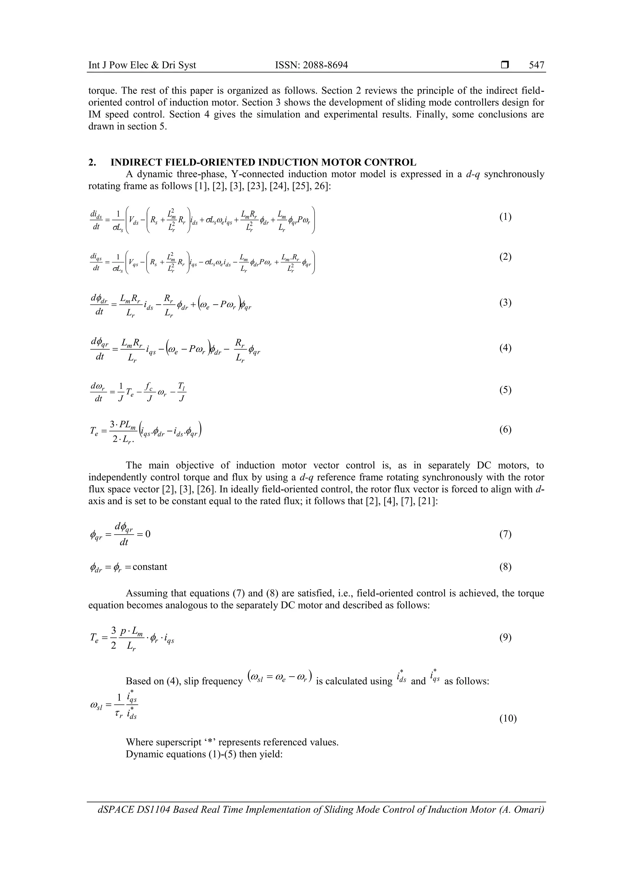 dSPACE DS1104 Based Real Time Implementation of Sliding Mode Control of Induction Motor | PDF