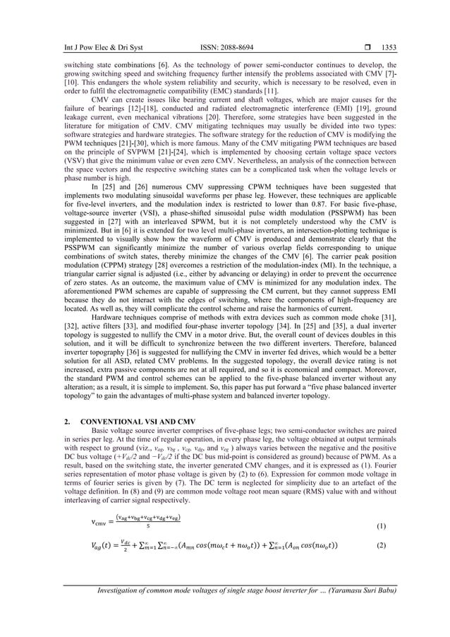 Investigation Of Common Mode Voltages Of Single Stage Boost Inverter For Five Phase Induction