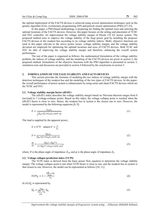 Improvement the voltage stability margin of Iraqi power system using the optimal values of FACTS ...