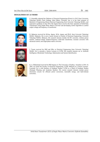 Solid-State Transformer (S2T) of Single Phase Matrix Converter | PDF