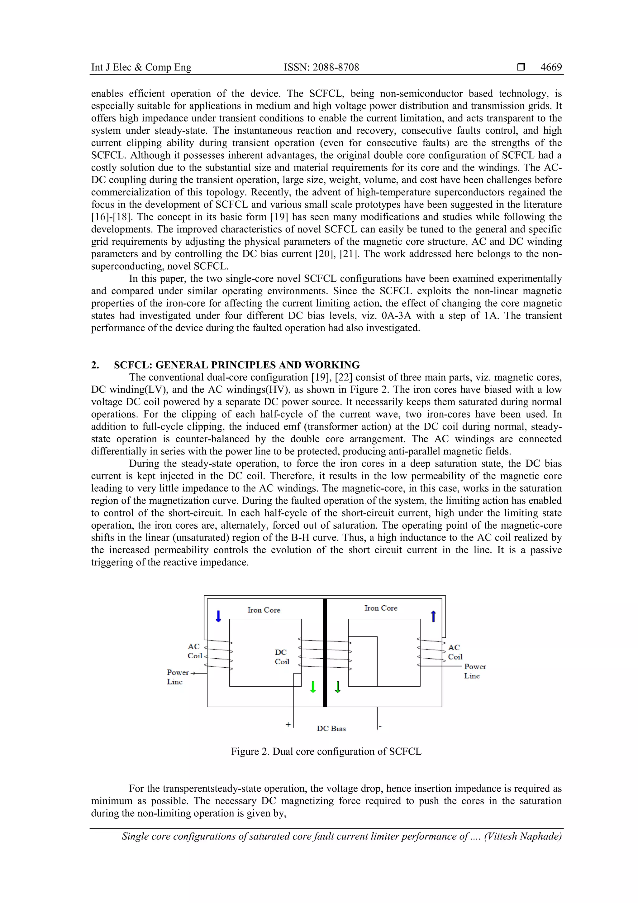 Single core configurations of saturated core fault current limiter performance of laboratory ...