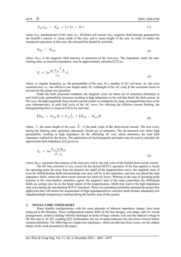 Single core configurations of saturated core fault current limiter performance of laboratory ...