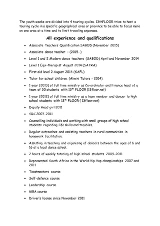 CV Dirkie Elizabeth (Lisa) van Wyk 2015 updated | DOCX