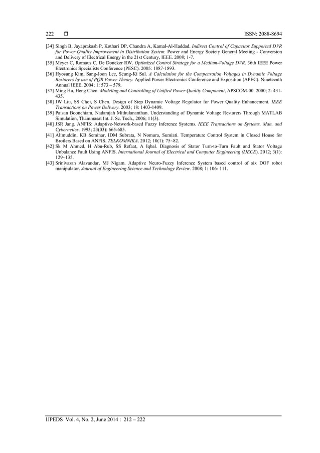 Design and Simulation of Dynamic Voltage Restorer Based on Fuzzy Controller Optimized by ANFIS | PDF