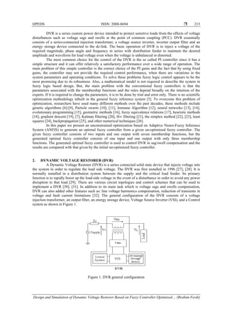 Design and Simulation of Dynamic Voltage Restorer Based on Fuzzy Controller Optimized by ANFIS | PDF