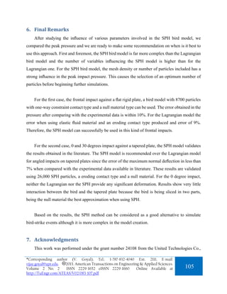 Smooth Particle Hydrodynamics for Bird-Strike Analysis Using LS-DYNA | PDF