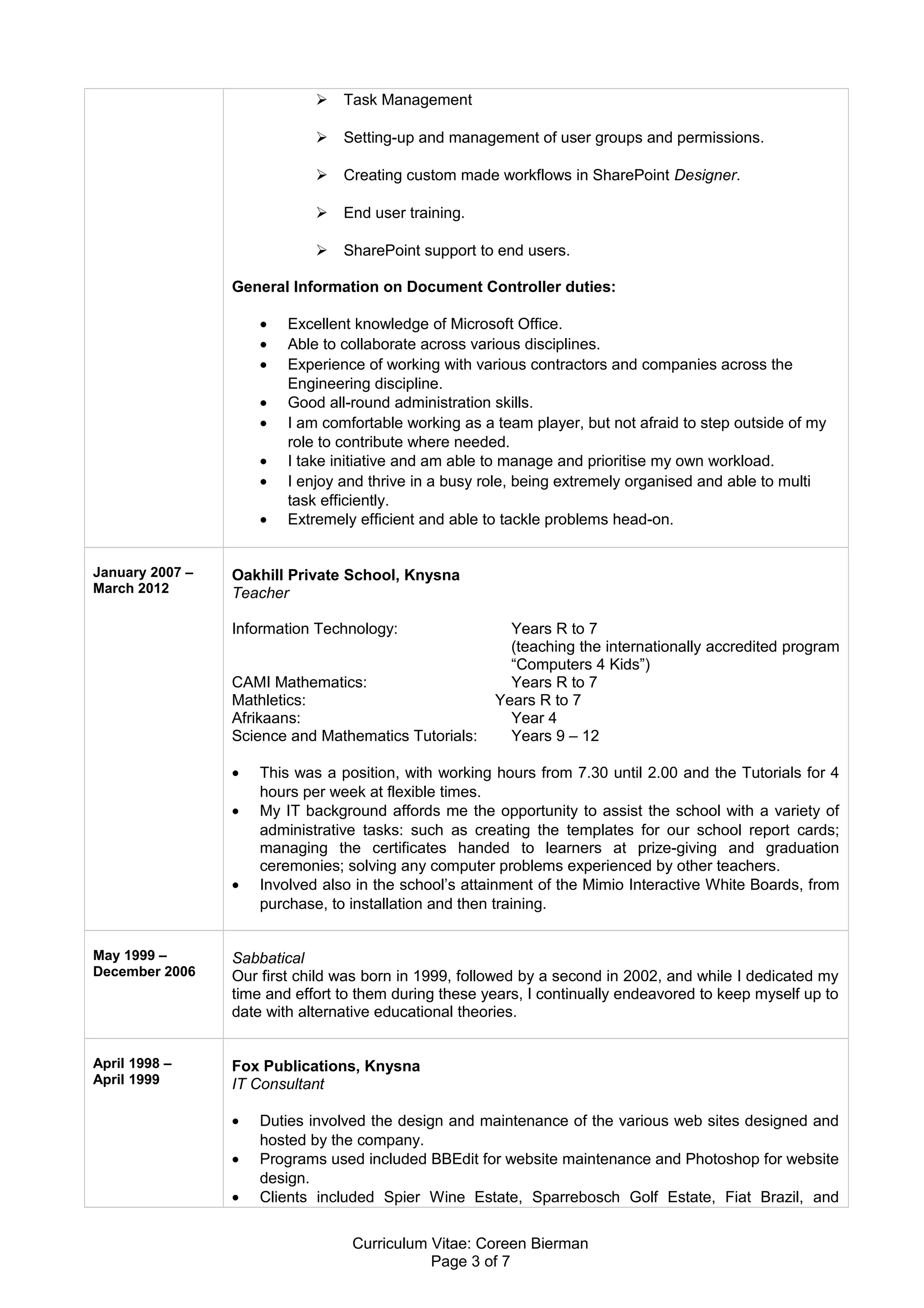 CV Coreen Bierman November 2015 | DOC