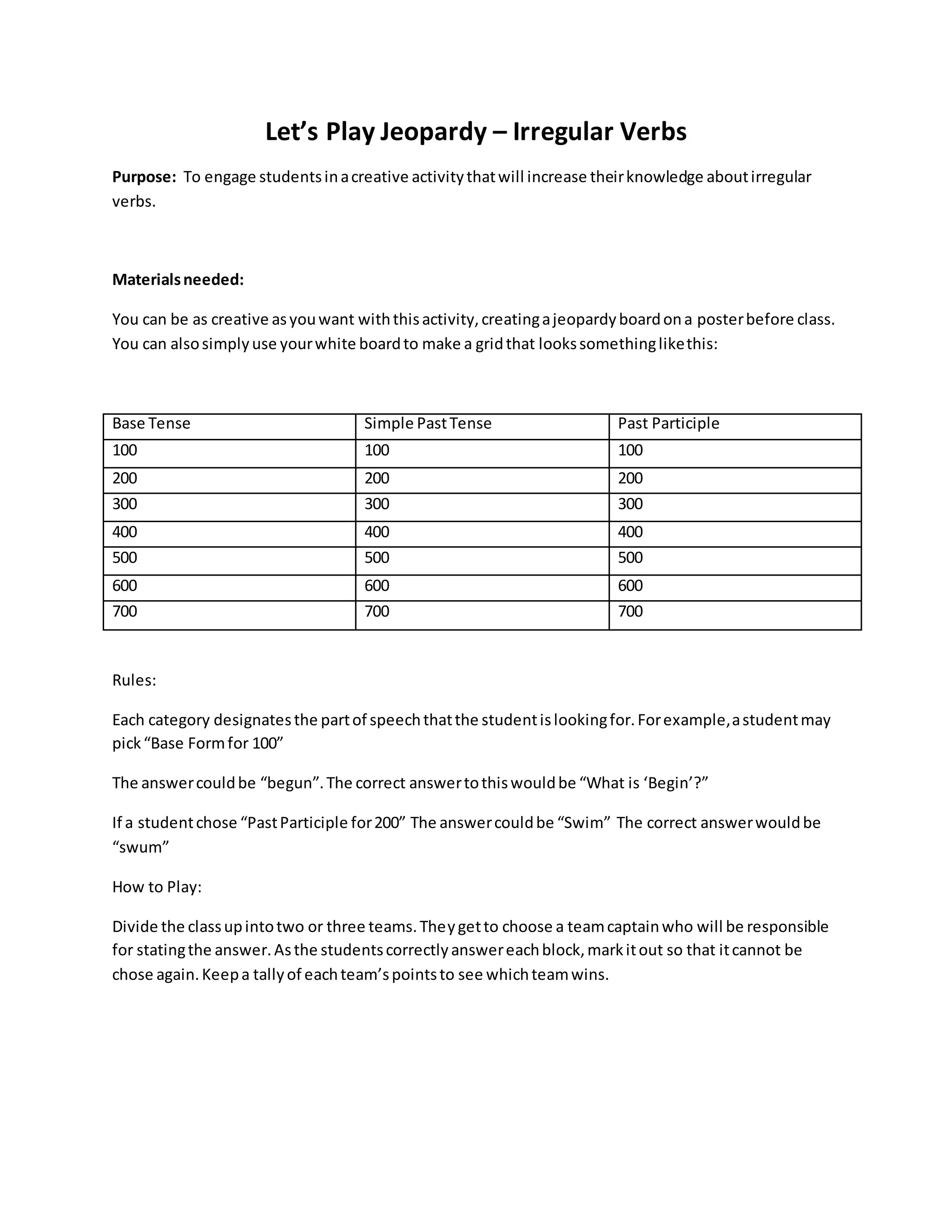 jeopardy irregular verbs | DOCX