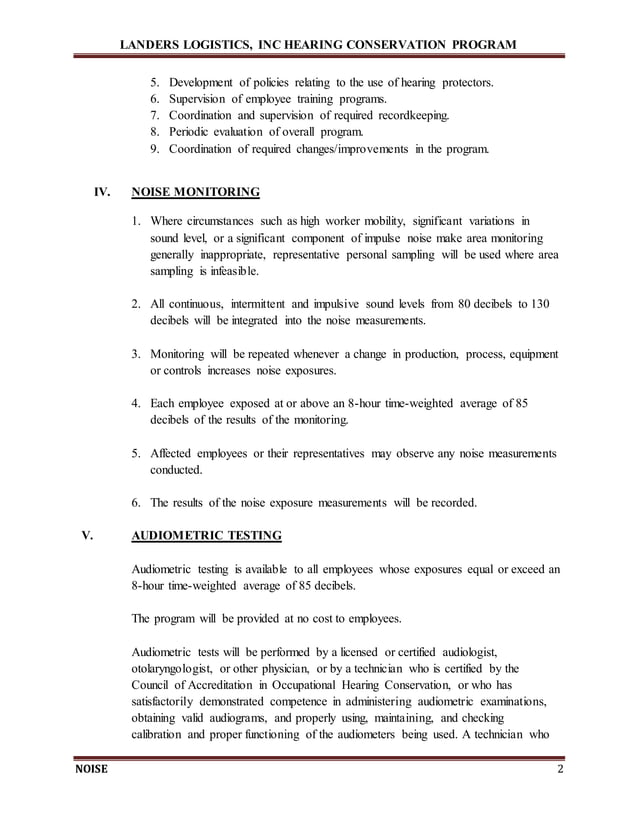 Hearing Conservation program | PDF