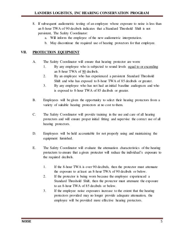 Hearing Conservation program