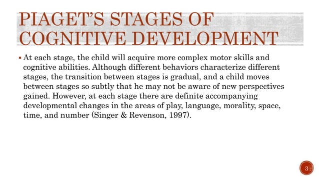 Stages of Cognitive Development - J. Piaget | PPTX
