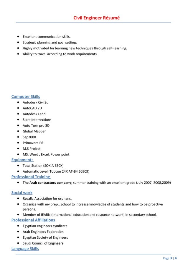 Civil Engineer (Roads) with photo - Final | PDF