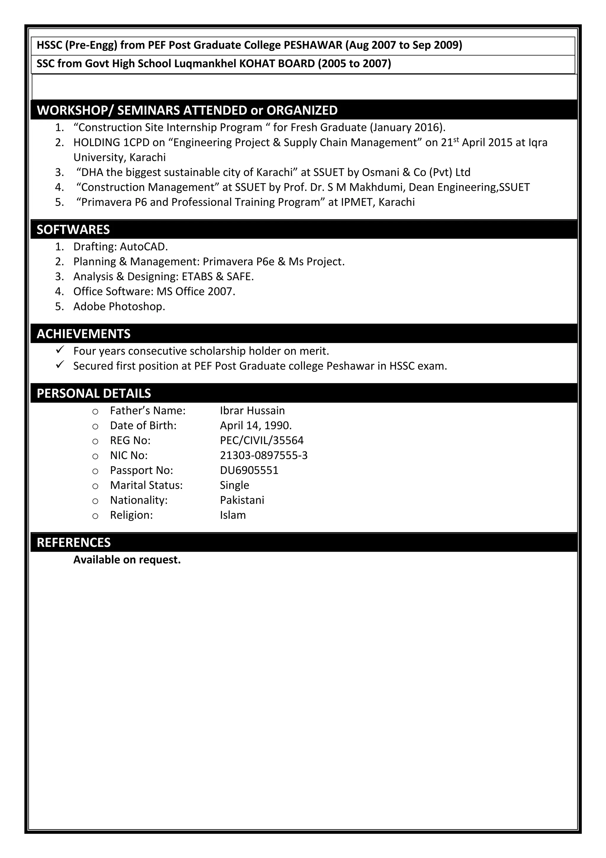 Iftikhar Hussain CV | PDF