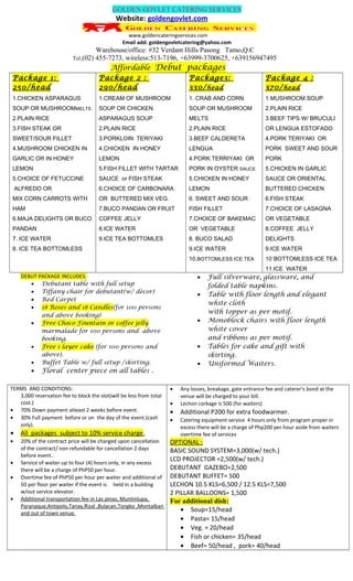 DEBUT PACKAGES | DOC | Wedding | Personal Celebrations & Life Events