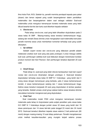 prosiding PGRI 2015 Pengembangan Soal Matematika Untuk Mengukur ...