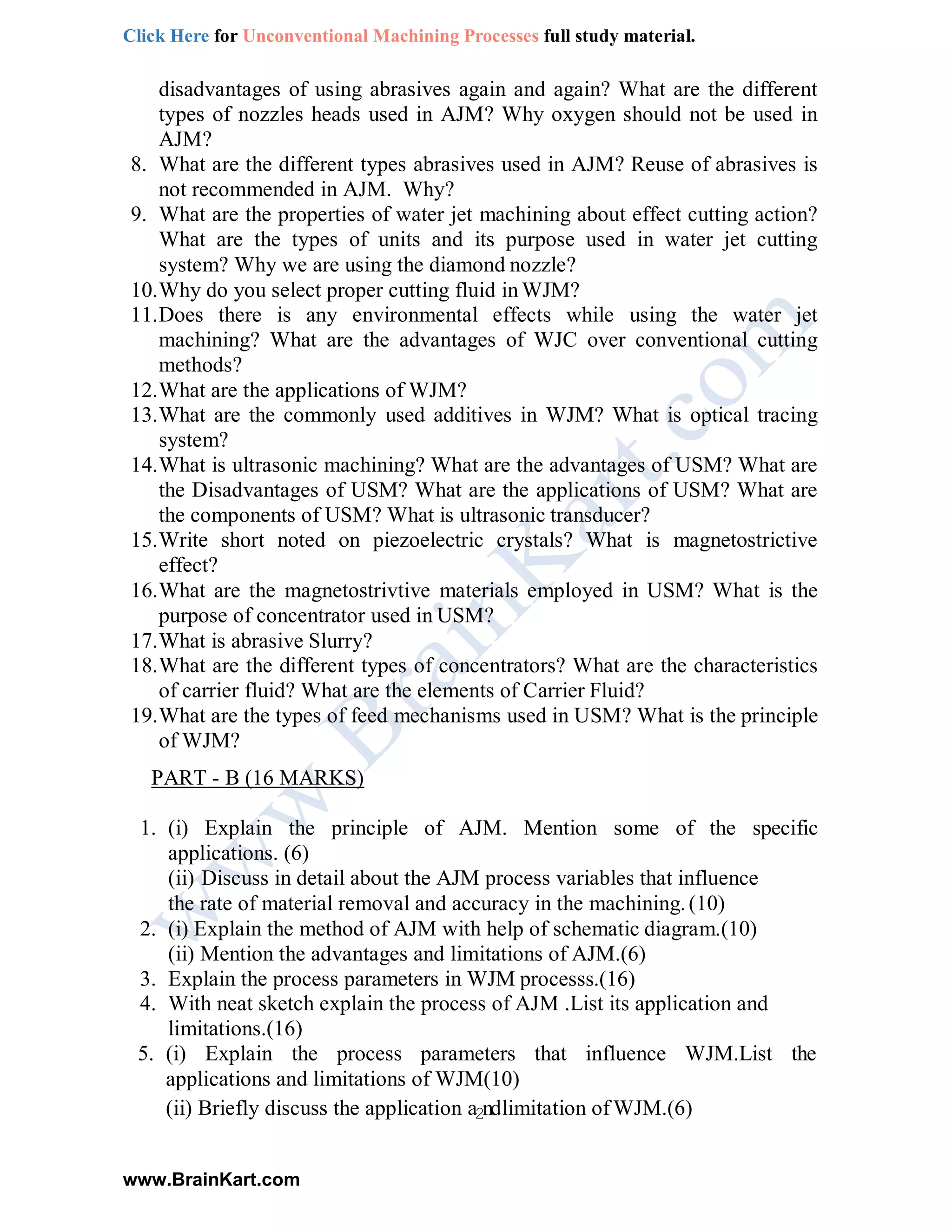 084 - ME8073, ME6004 Unconventional Machining Processes - Question Bank.pdf
