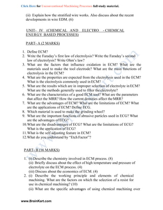 084 - ME8073, ME6004 Unconventional Machining Processes - Question Bank ...