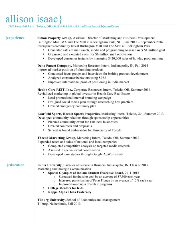 Allison Isaac Resume | PDF