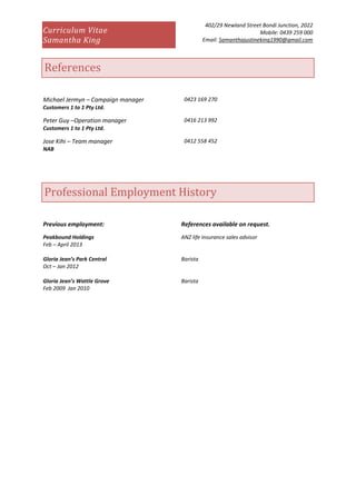 Samantha King CV final 2016 | PDF | Business Banking & Finance | Business