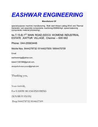 EASHWAR ENGINEERING GREETINGS | DOCX
