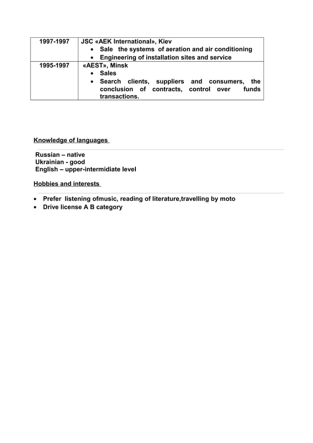 Melnichenko Alexander CV 2015 (no foto) | PDF