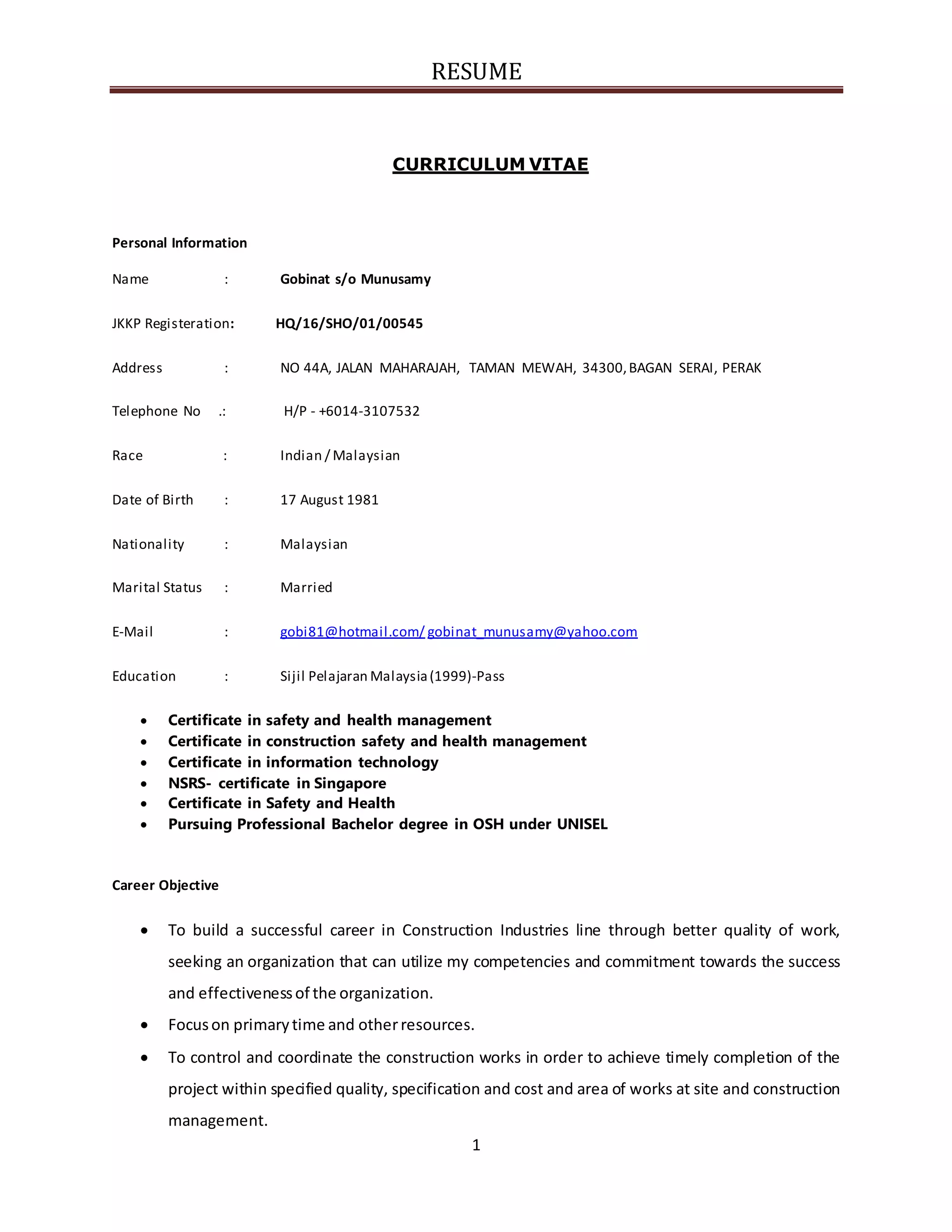 Gobi resume | DOCX