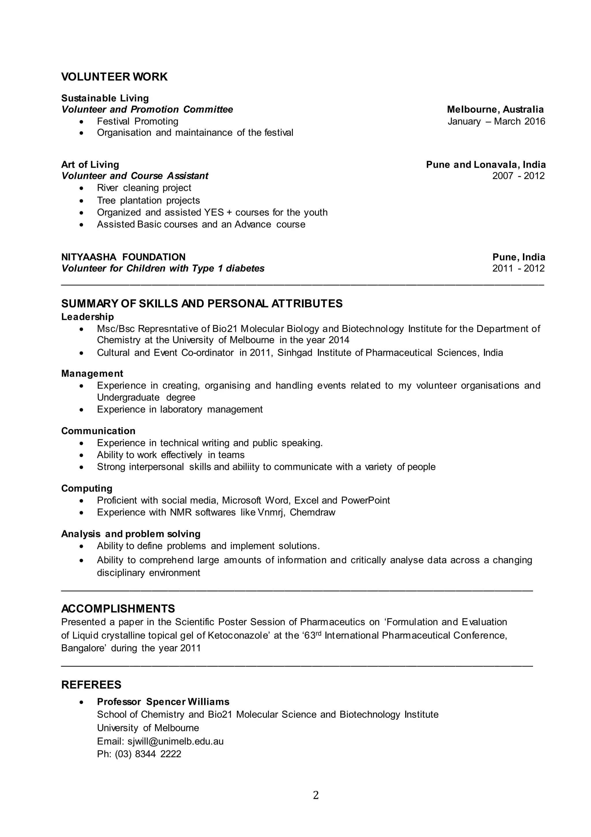 Chemistry CV | PDF