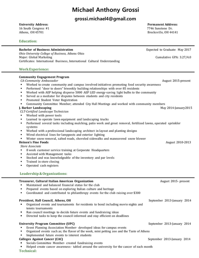 Resume 2016-Michael Grossi | PDF