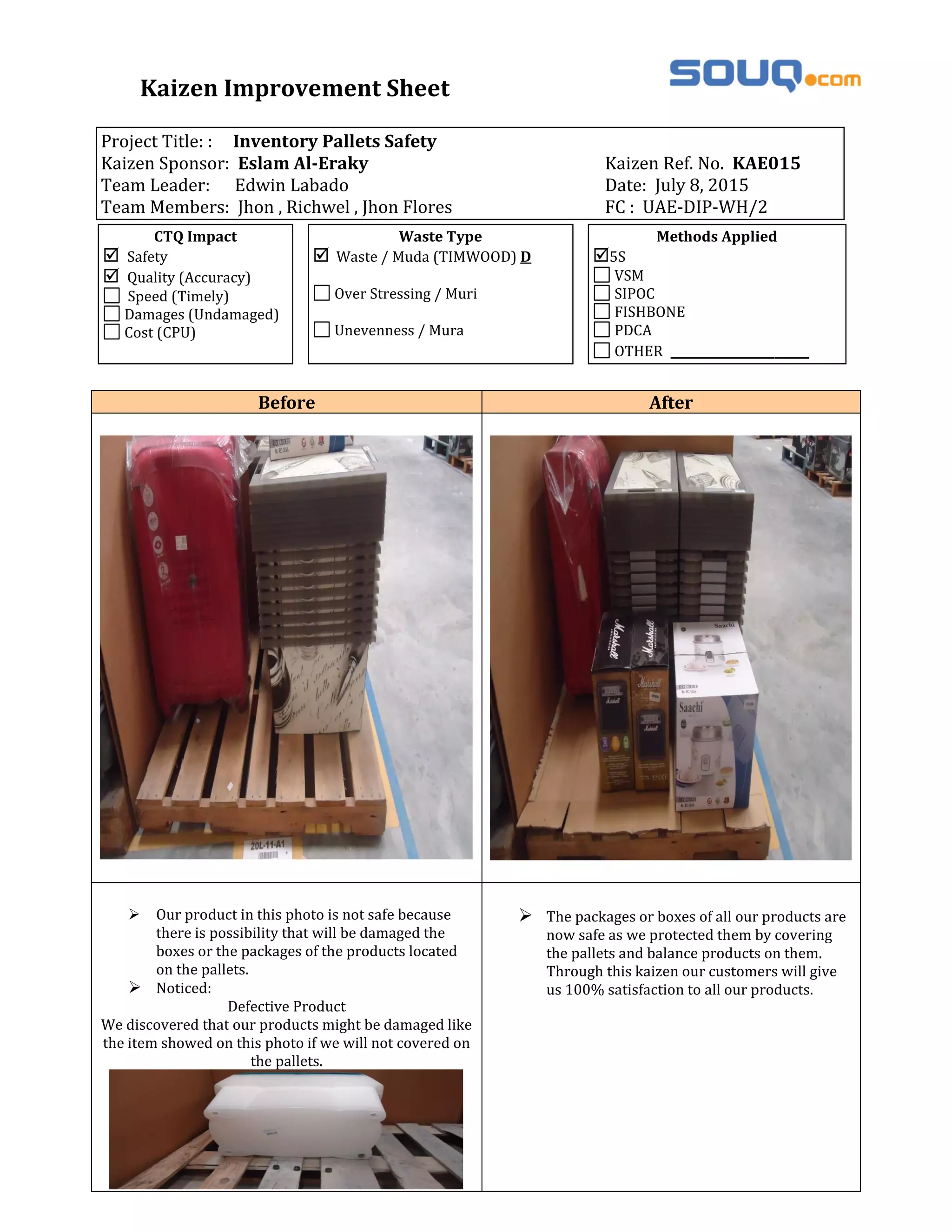 KAE015 - Kaizen - RL - Inventory Pallets Safety | PDF
