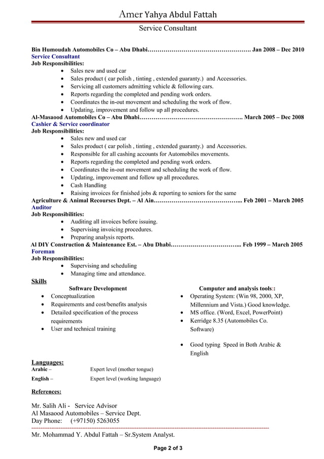 amer modified CV | DOC | Automotive Industry | Industries