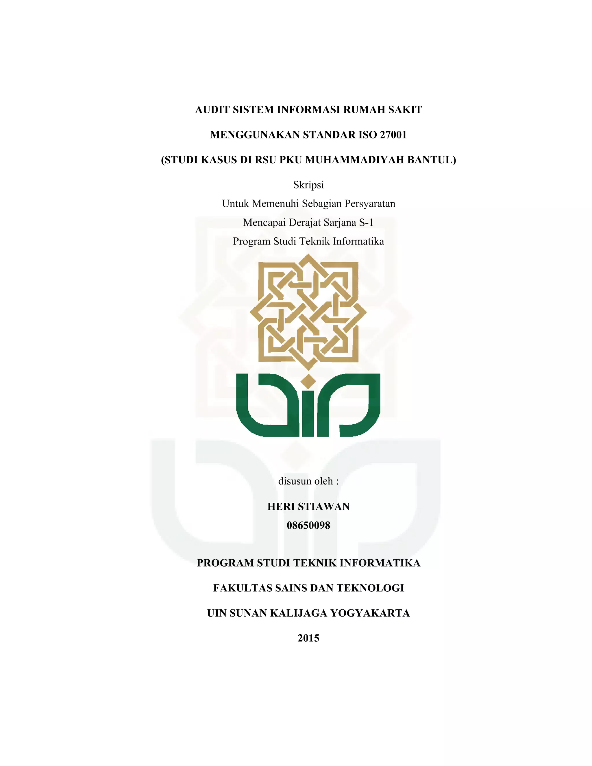 ISO 27001 Audit RSU | PDF