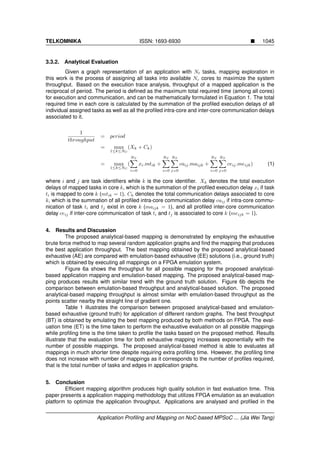 Application Profiling and Mapping on NoC-based MPSoC Emulation Platform on Reconfigurable Logic ...