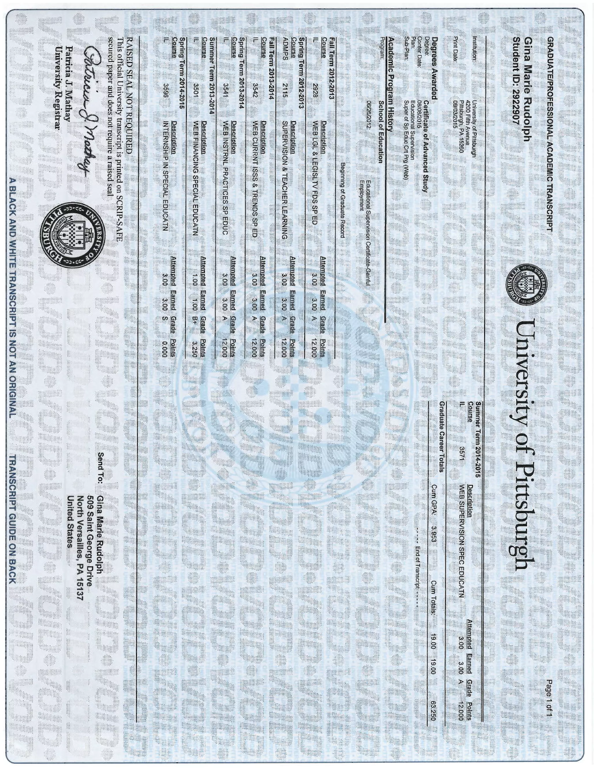 University of Pittsburgh Supervision Transcripts | PDF