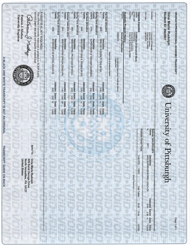 University of Pittsburgh Supervision Transcripts | PDF