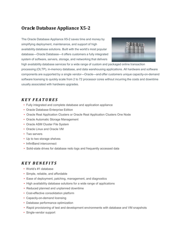 Oracle Database Appliance X5 Pdf