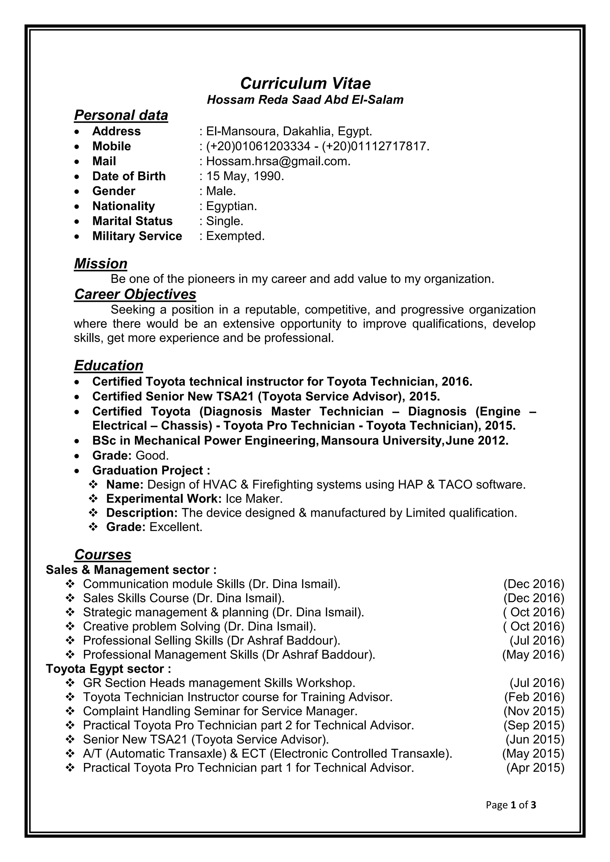Hossam reda CV | PDF