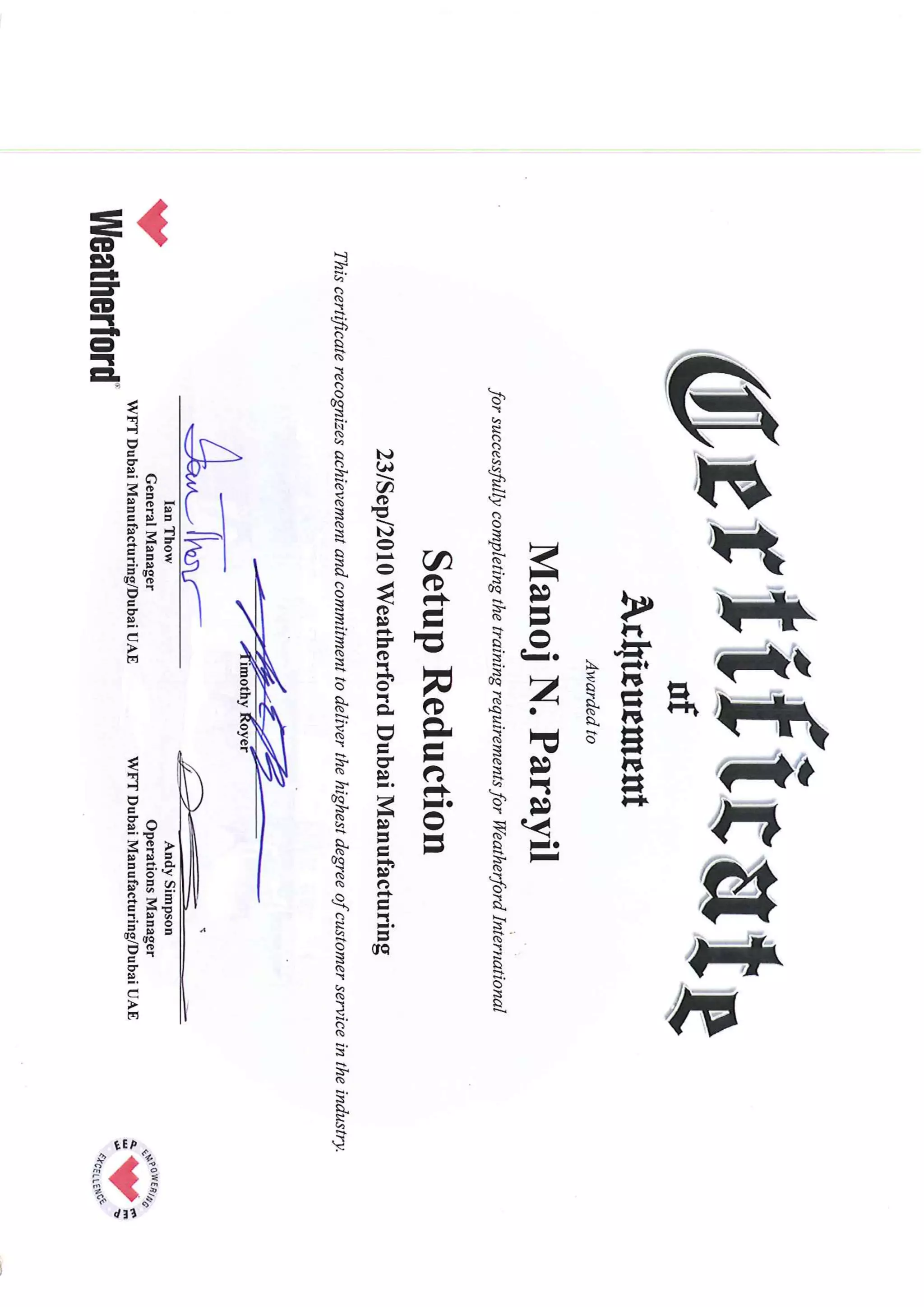 Classroom Training Certificates | PDF