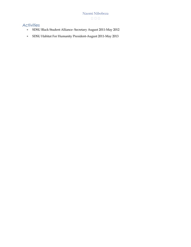 Naomi Nibobeza Resume | PDF